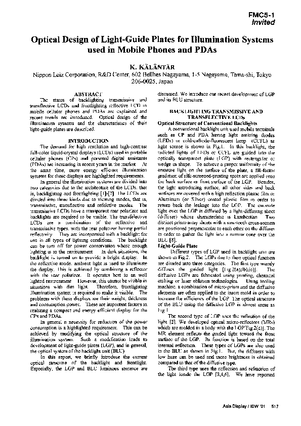 (PDF) Optical design of light-guide plates for illumination systems ...