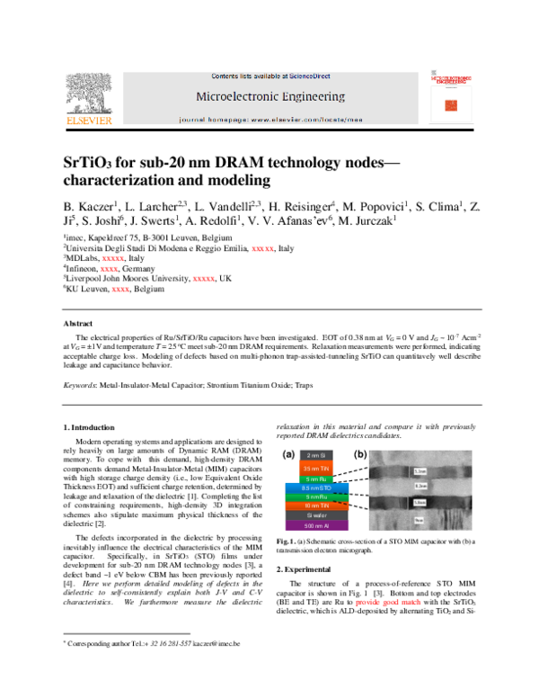 (PDF) SrTiOx for sub-20nm DRAM technology nodes—Characterization and ...