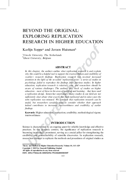 (PDF) Beyond the original: Exploring replication research in higher ...