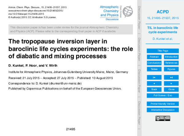 (PDF) The tropopause inversion layer in baroclinic life cycles ...