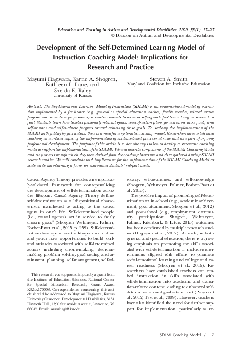 (PDF) Development of the Self-Determined Learning Model of Instruction Coaching Model ...