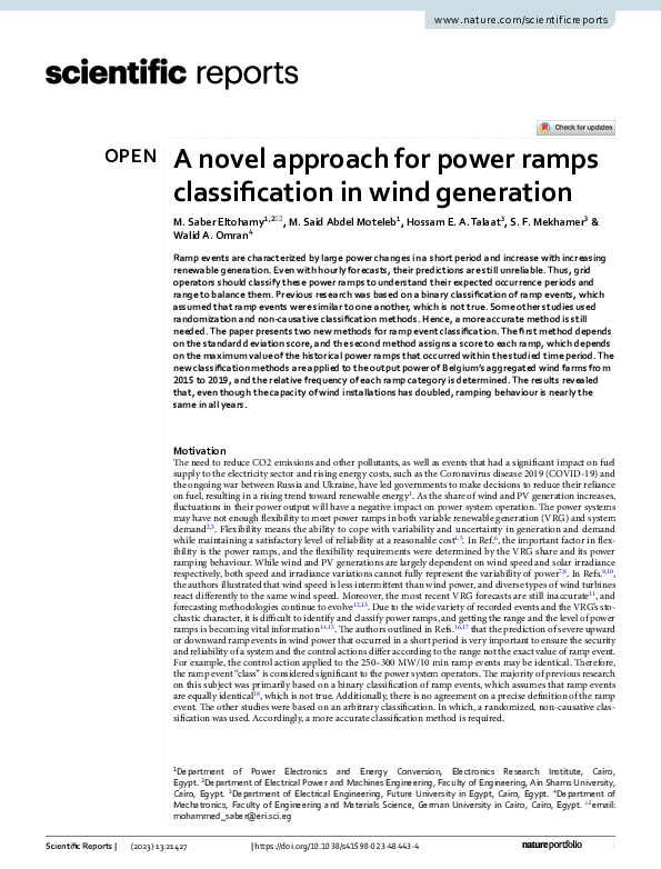 (PDF) A novel approach for power ramps classification in wind generation