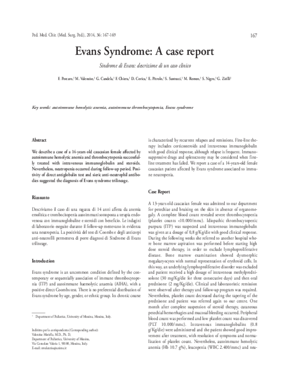 (PDF) Evans Syndrome: A case report