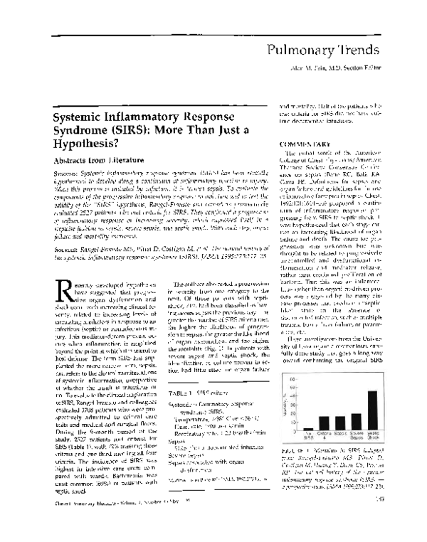 (PDF) Systemic inflammatory response syndrome (SIRS) following ...