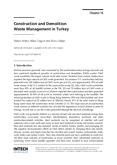 (PDF) Construction and Demolition Waste Management in Turkey