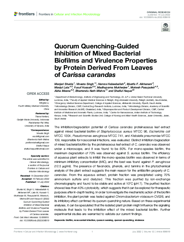 (PDF) Quorum Quenching-Guided Inhibition of Mixed Bacterial Biofilms ...