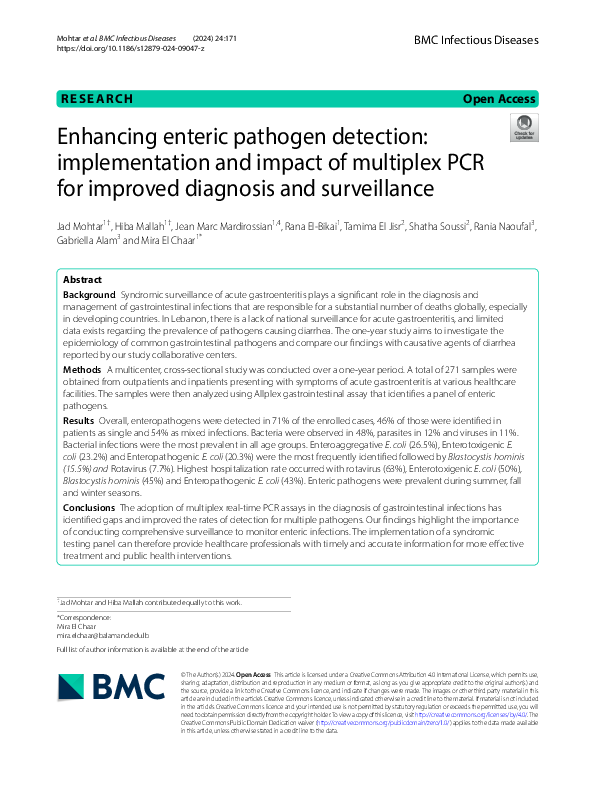 (PDF) Enhancing enteric pathogen detection: implementation and impact ...