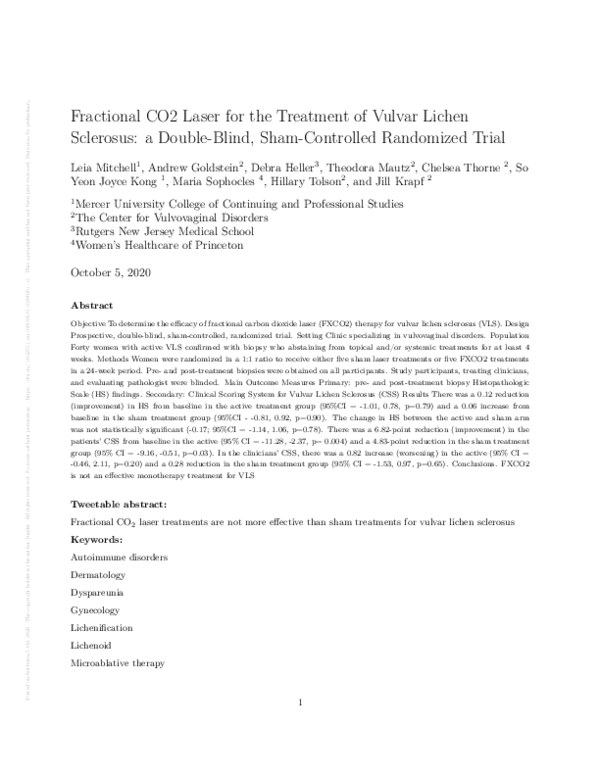 (PDF) Fractional CO2 Laser for the Treatment of Vulvar Lichen Sclerosus ...