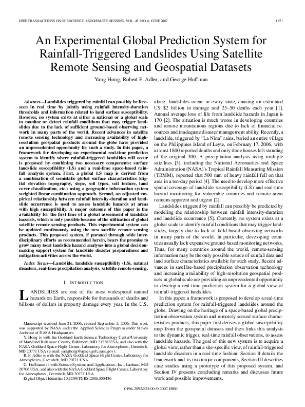 (PDF) An Experimental Global Prediction System for Rainfall-Triggered ...