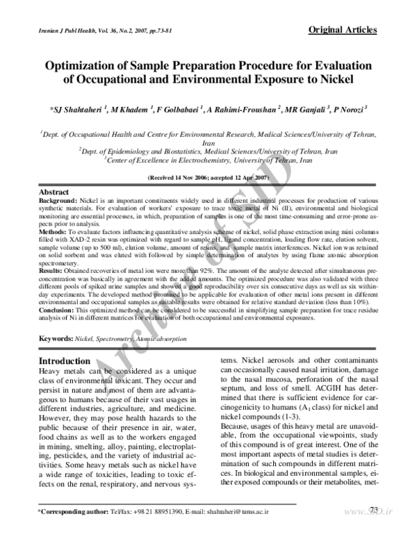 (PDF) Optimization of Sample Preparation Procedure for Evaluation of ...