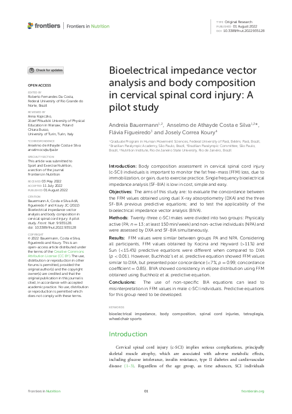 (PDF) Bioelectrical impedance vector analysis and body composition in ...