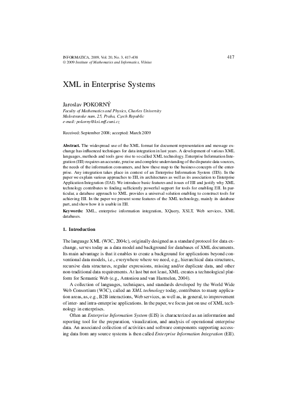 (PDF) XML in Enterprise Systems
