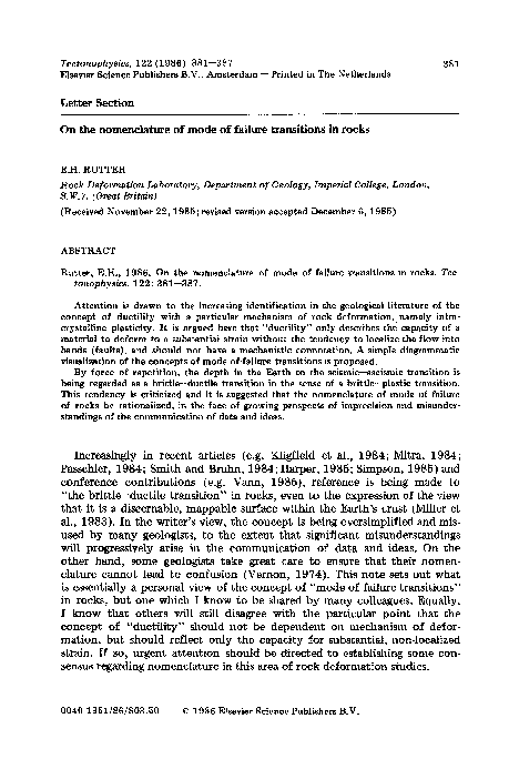 (PDF) On the nomenclature of mode of failure transitions in rocks