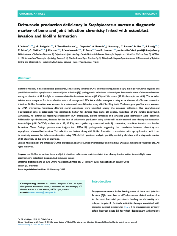 (PDF) Delta-toxin production deficiency in Staphylococcus aureus: a ...