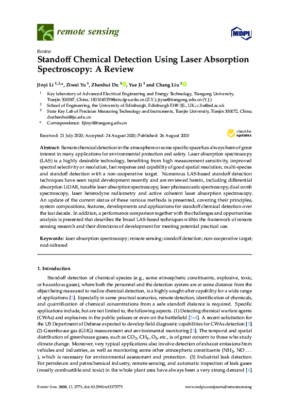 (PDF) Standoff Chemical Detection Using Laser Absorption Spectroscopy ...
