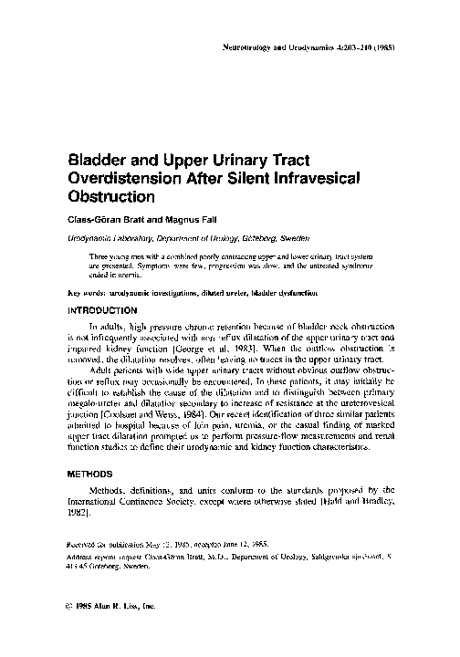 (PDF) Bladder and upper urinary tract overdistension after silent ...