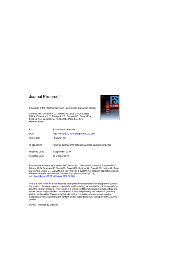 (PDF) Evaluation of the HIrisPlex-S system in a Brazilian population sample | Aguinaldo Simões ...