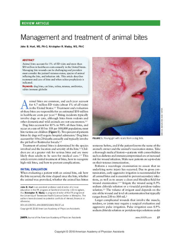 (PDF) Management and treatment of animal bites