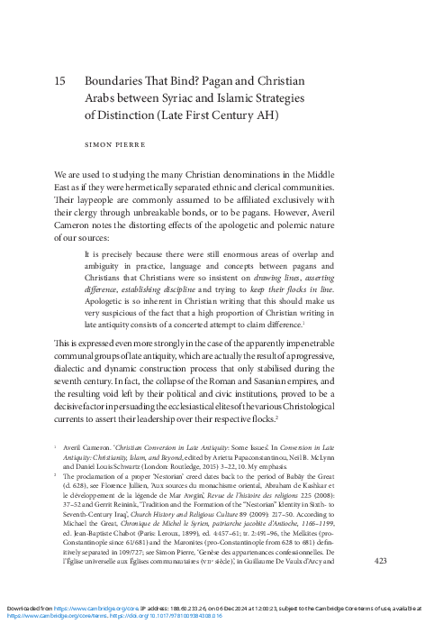 (PDF) "Boundaries That Bind? Pagan and Christian Arabs between Syriac ...