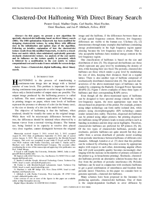 (PDF) Clustered-Dot Halftoning With Direct Binary Search