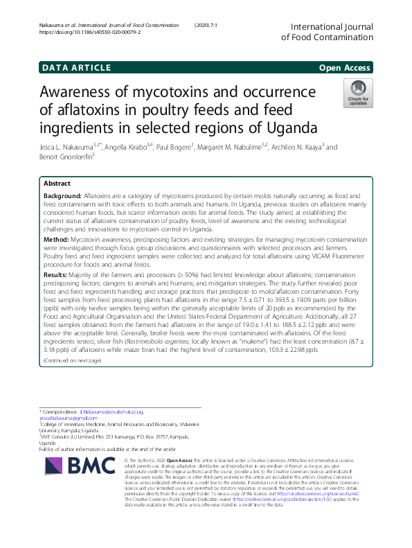 (PDF) Awareness of mycotoxins and occurrence of aflatoxins in poultry feeds and feed ingredients ...