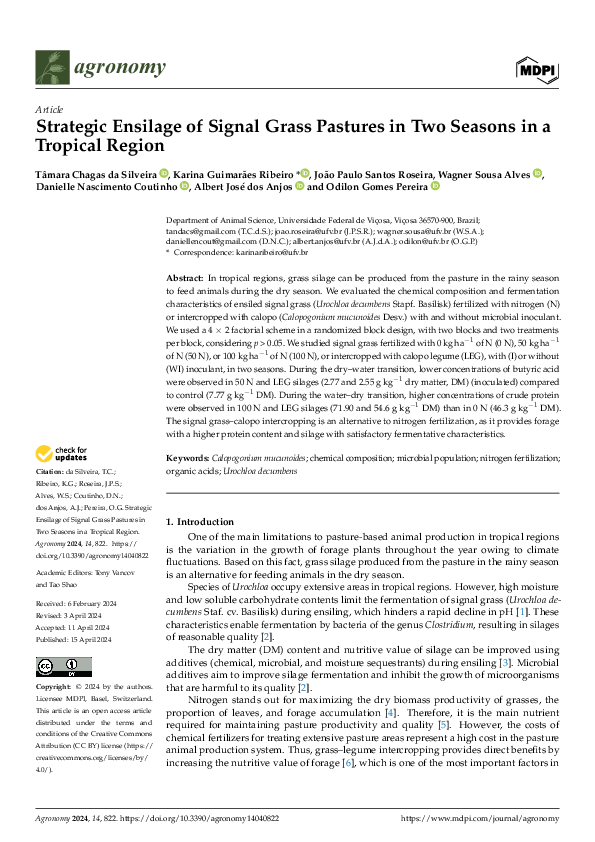 (PDF) Strategic Ensilage of Signal Grass Pastures in Two Seasons in a ...