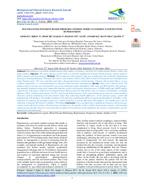 (PDF) MULTIFACETED INTENSIVE BLOOD PRESSURE CONTROL MODEL IN ELDERLY ...