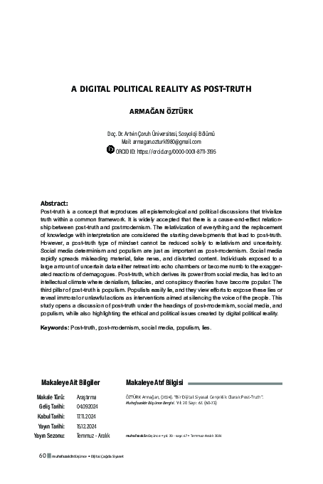 (PDF) A DIGITAL POLITICAL REALITY AS POST-TRUTH