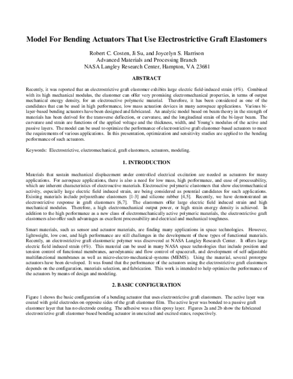 (PDF) Model for bending actuators that use electrostrictive graft ...