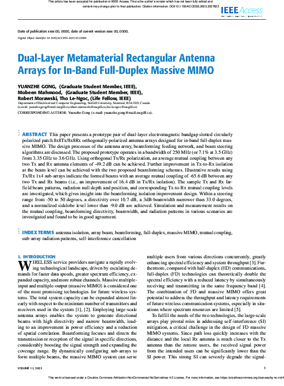 (PDF) Dual-Layer Metamaterial Rectangular Antenna Arrays for In-Band Full-Duplex Massive MIMO ...