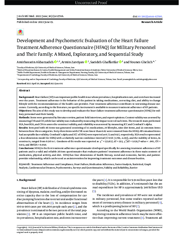 (PDF) Development and Psychometric Evaluation of the Heart Failure ...
