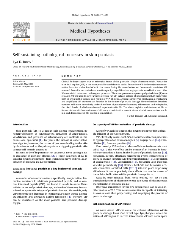 (PDF) Self-sustaining pathological processes in skin psoriasis