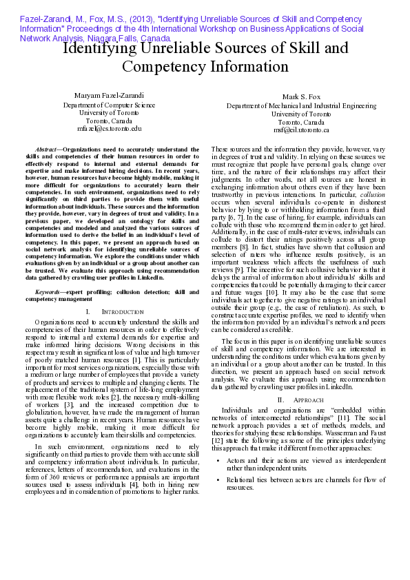 (PDF) Identifying unreliable sources of skill and competency information