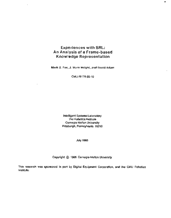(PDF) Experiences with SRL: an analysis of frame-based knowledge ...