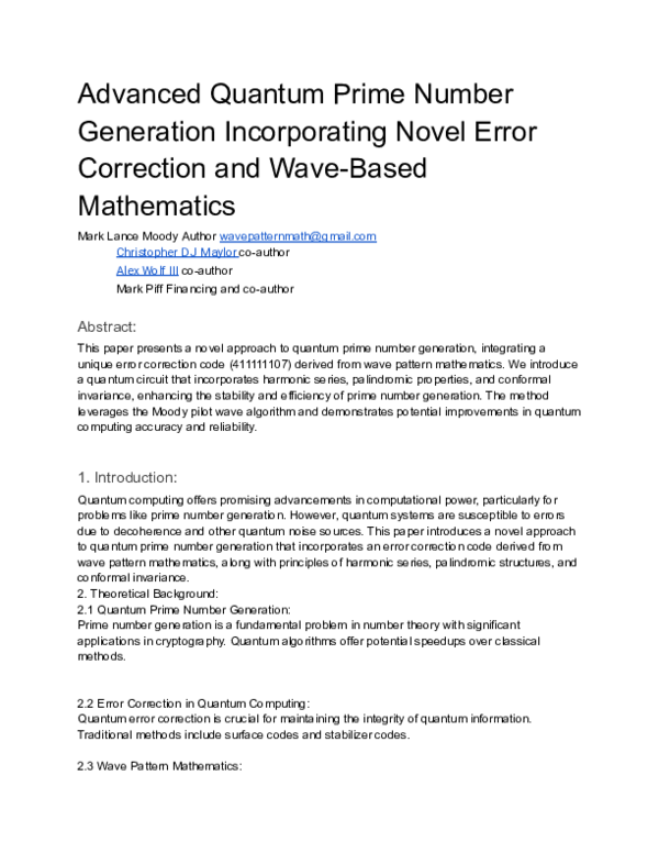 (PDF) Advanced Quantum Prime Number Generation Incorporating Novel ...