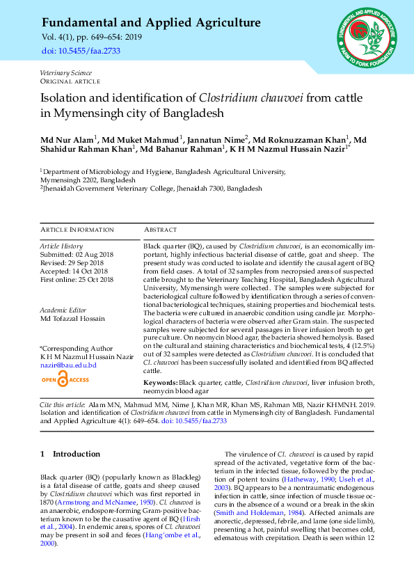 (PDF) Isolation and identification of Clostridium chauvoei from cattle ...