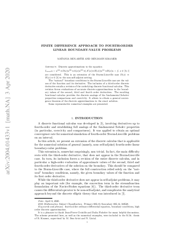 Pdf Finite Difference Approach To Fourth Order Linear Boundary Value