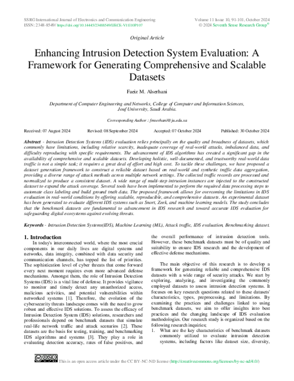 (PDF) Enhancing Intrusion Detection System Evaluation: A Framework for Generating Comprehensive ...