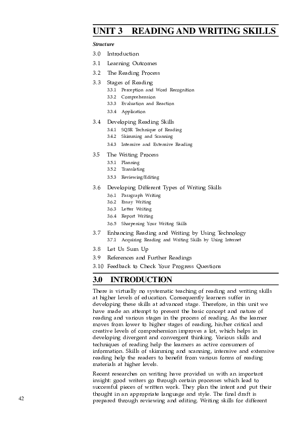 (PDF) UNIT 3 READING AND WRITING SKILLS | layla ali - Academia.edu
