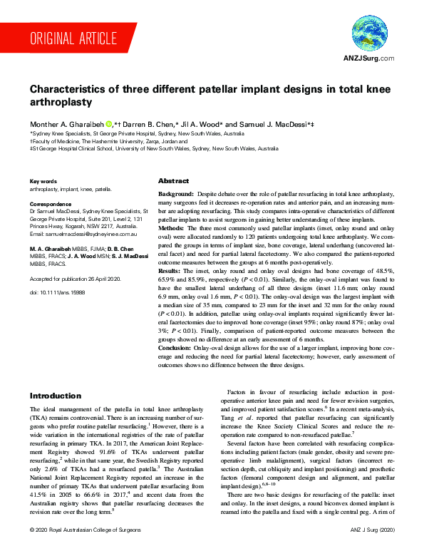 (PDF) Characteristics of three different patellar implant designs in ...