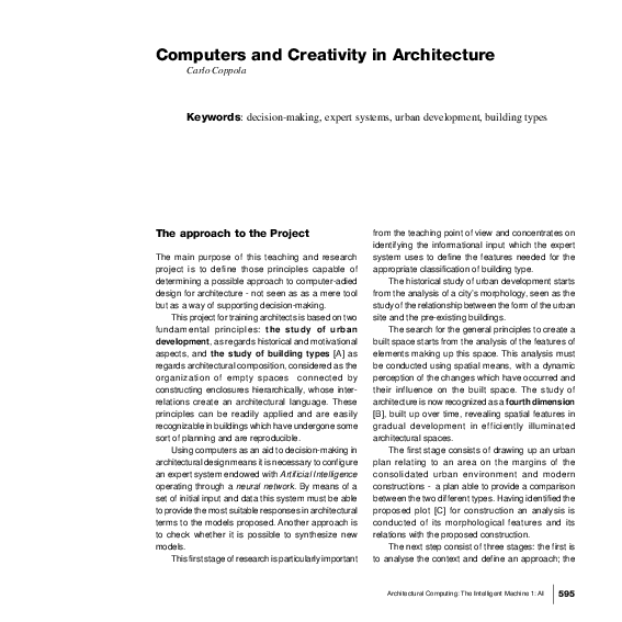 (PDF) Computers and Creativity in Architecture