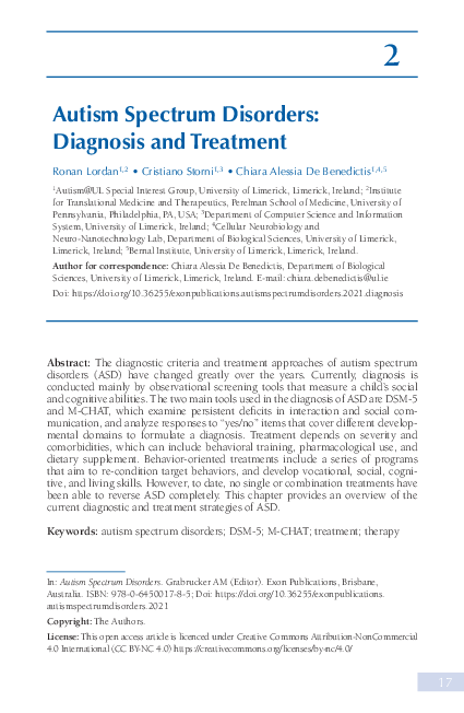 (PDF) Autism Spectrum Disorders: Diagnosis and Treatment