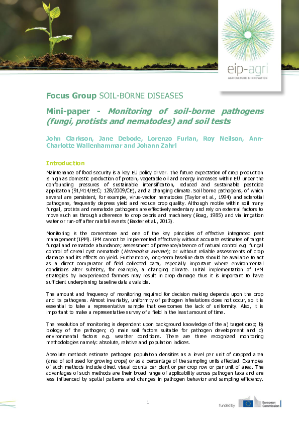 (PDF) Monitoring of soil-borne pathogens (fungi, protists and nematodes ...