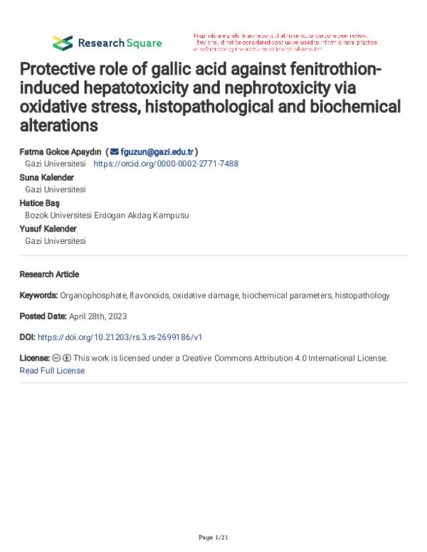 (PDF) Protective role of gallic acid against fenitrothion-induced hepatotoxicity and ...