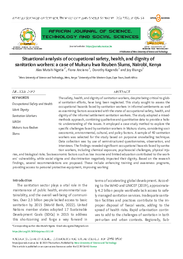 (PDF) Situational analysis of occupational safety, health, and dignity ...