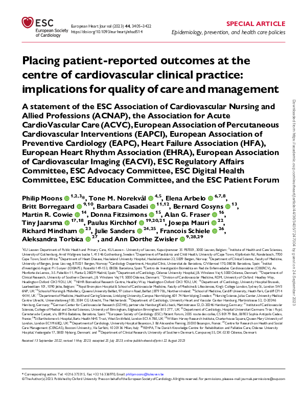 (PDF) Placing patient-reported outcomes at the centre of cardiovascular ...