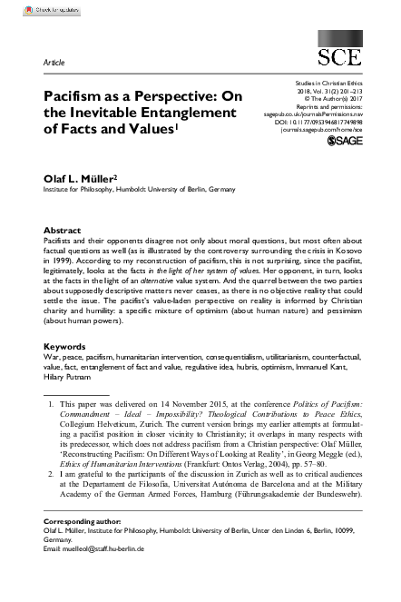 (PDF) Pacifism as a Perspective: On the Inevitable Entanglement of ...