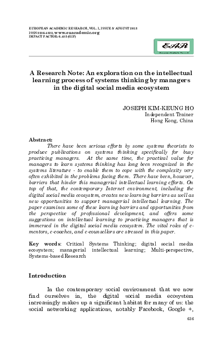 (PDF) A Research Note: An exploration on the intellectual learning ...