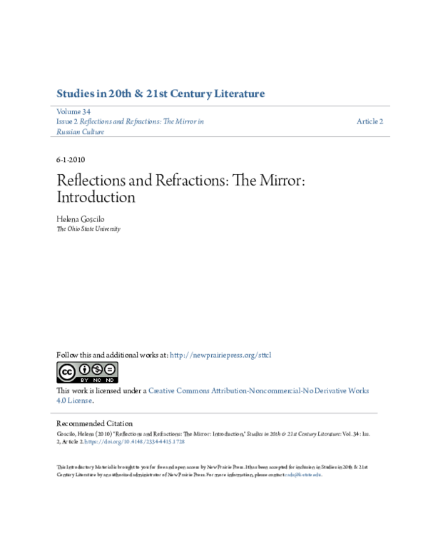(PDF) Reflections and Refractions: The Mirror: Introduction