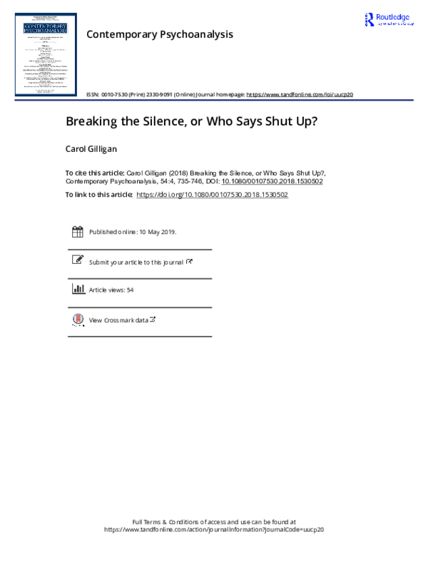 (PDF) Breaking the Silence, or Who Says Shut Up?